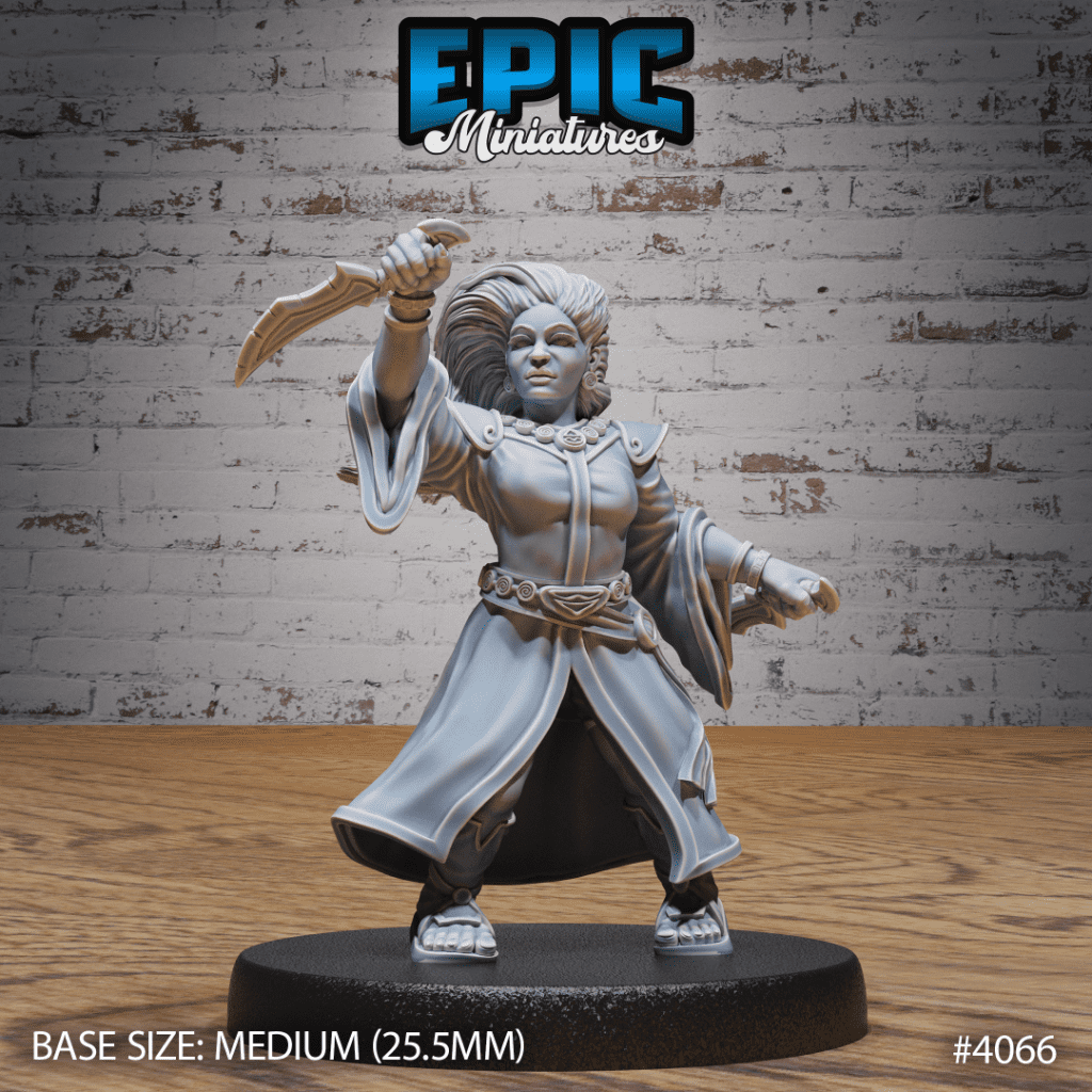 Dwarf Wind Mage Female Attack | Haven 3D Prints