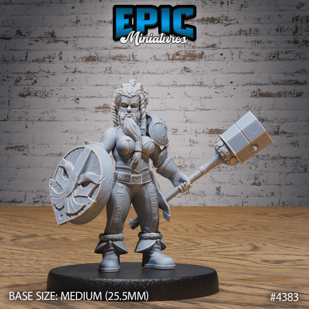 Bearded Female Dwarf Shield | Haven 3D Prints